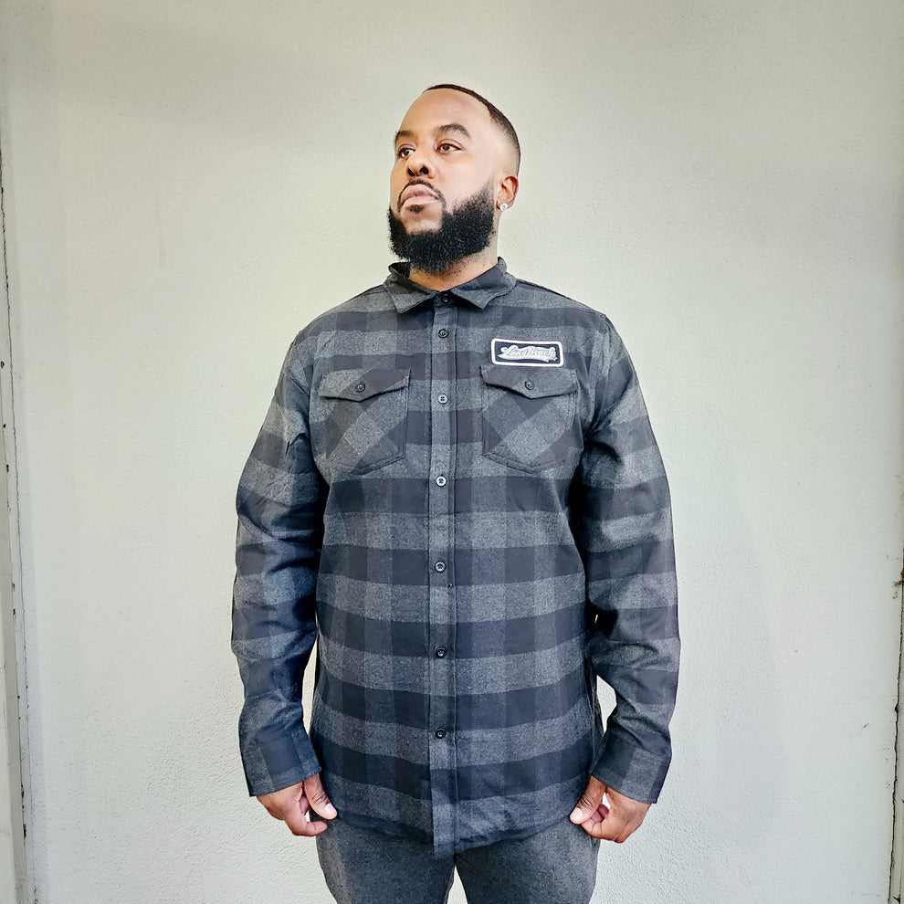 Men's Charcoal Heather & Black Flannel Shirt – Long Beach Clothing Co.